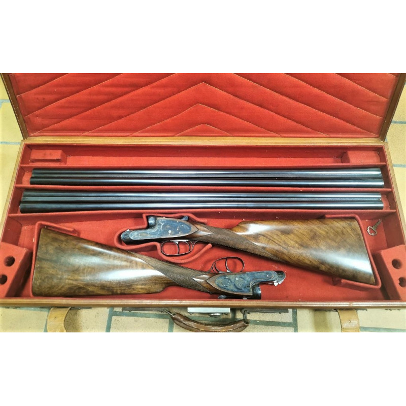 LUXUEUSE PAIRE FUSILS DE CHASSE PLATINES ANGLAISE PURDEY Canons HEU...