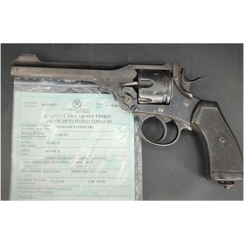 REVOLVER MILITAIRE WW1 WEBLEY MARK VI de 1918 Calibre 455 - GB pre ...