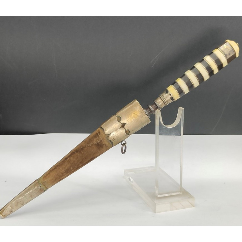 ELEGANT & ATYPIQUE STYLET CORSE 19è IVOIRE ARGENT et EBENE